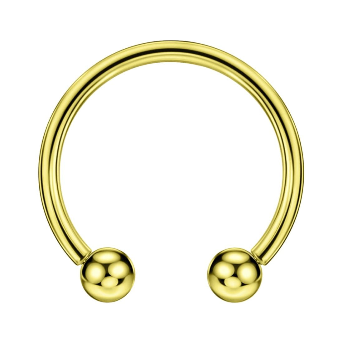 FANSING 16g 12mm Gold Surgical Steel Horseshoe Septum Rings 16 Guage ...