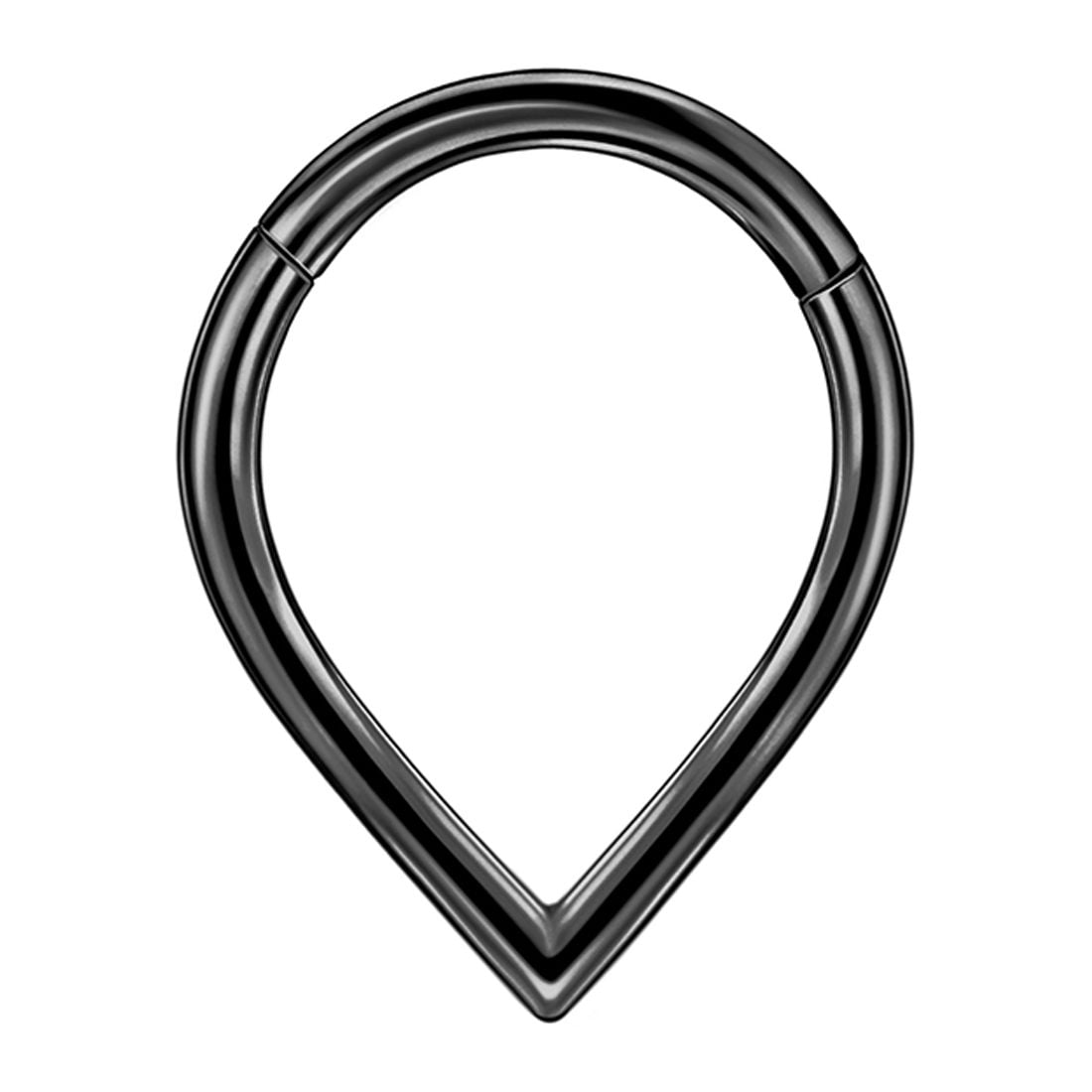 FANSING Black Surgical Steel Teardrop Septum Rings 16 Gauge Septum ...