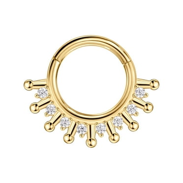 16G Septum Rings Jewelry - Cubic Zirconia Luxe 316L Stainless Steel ...