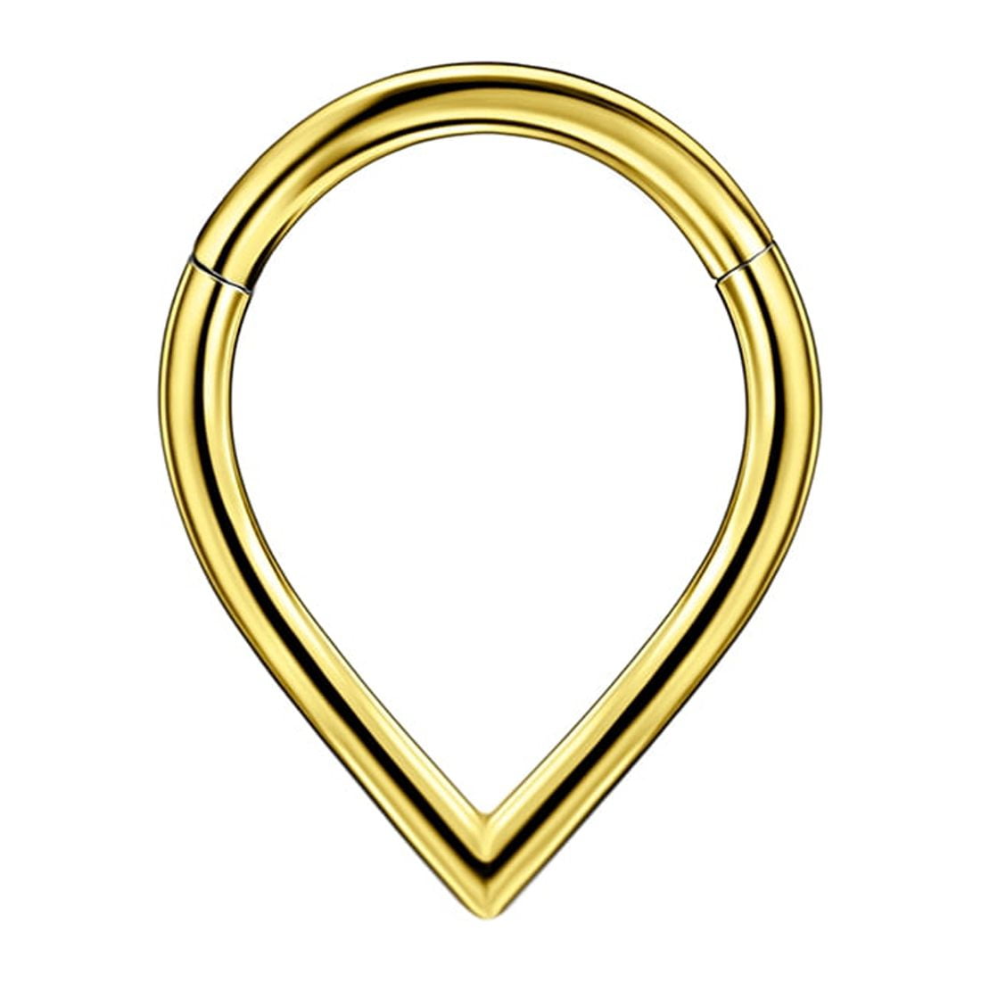 FANSING Gold Titanium Teardrop Septum Rings 16 Gauge Septum Jewelry 8mm ...