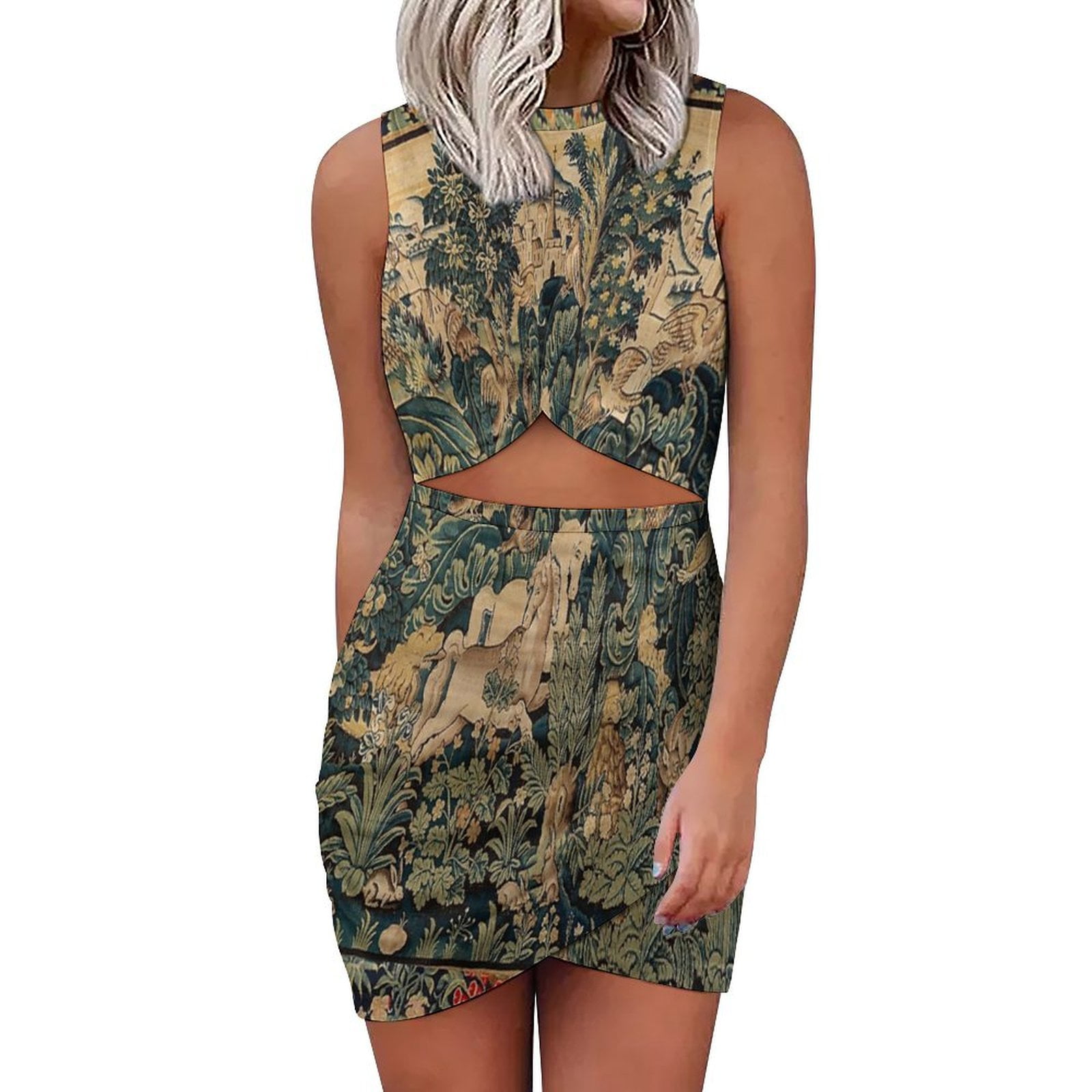 FANTASTIC ANIMALS AND HORSES IN WOODLAND Women's Crossover Slim Hip ...