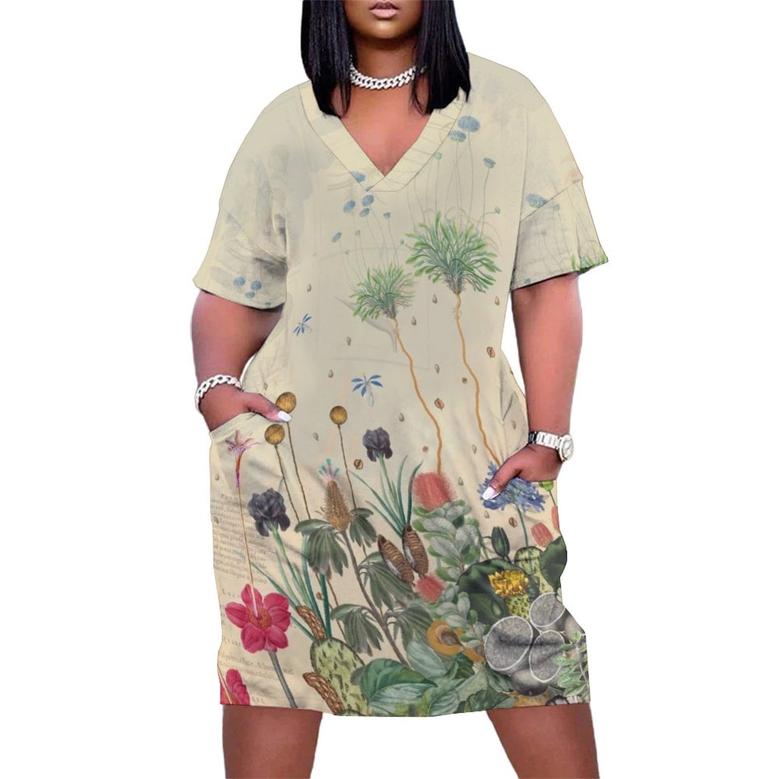 FANTASTIC BOTANICAL Loose Pocket Dress clothing women summer summer woman dress dress korean ...