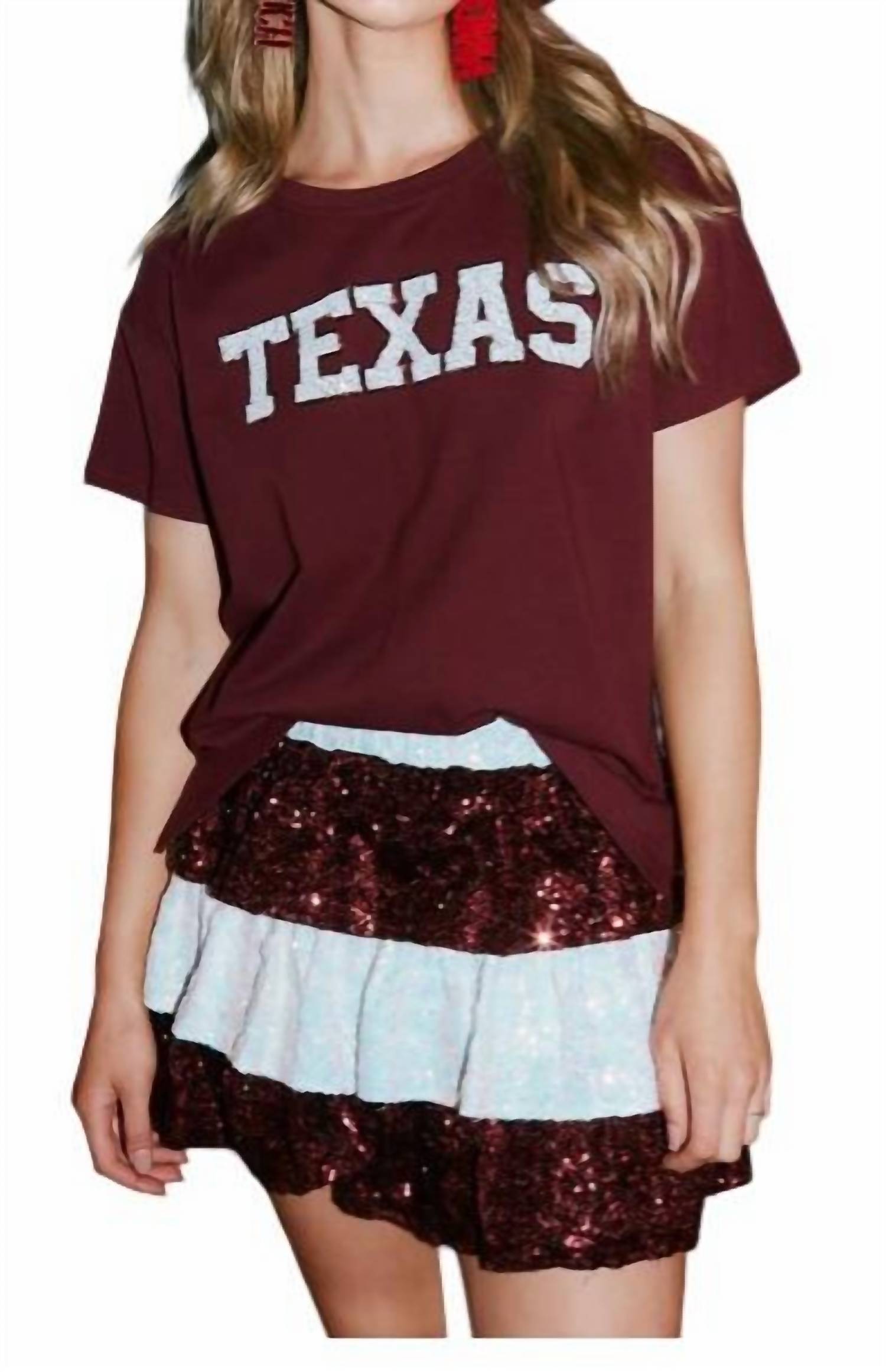 Fantastic Fawn Sequin Texas Stars & Fringe T-Shirt - Walmart.com