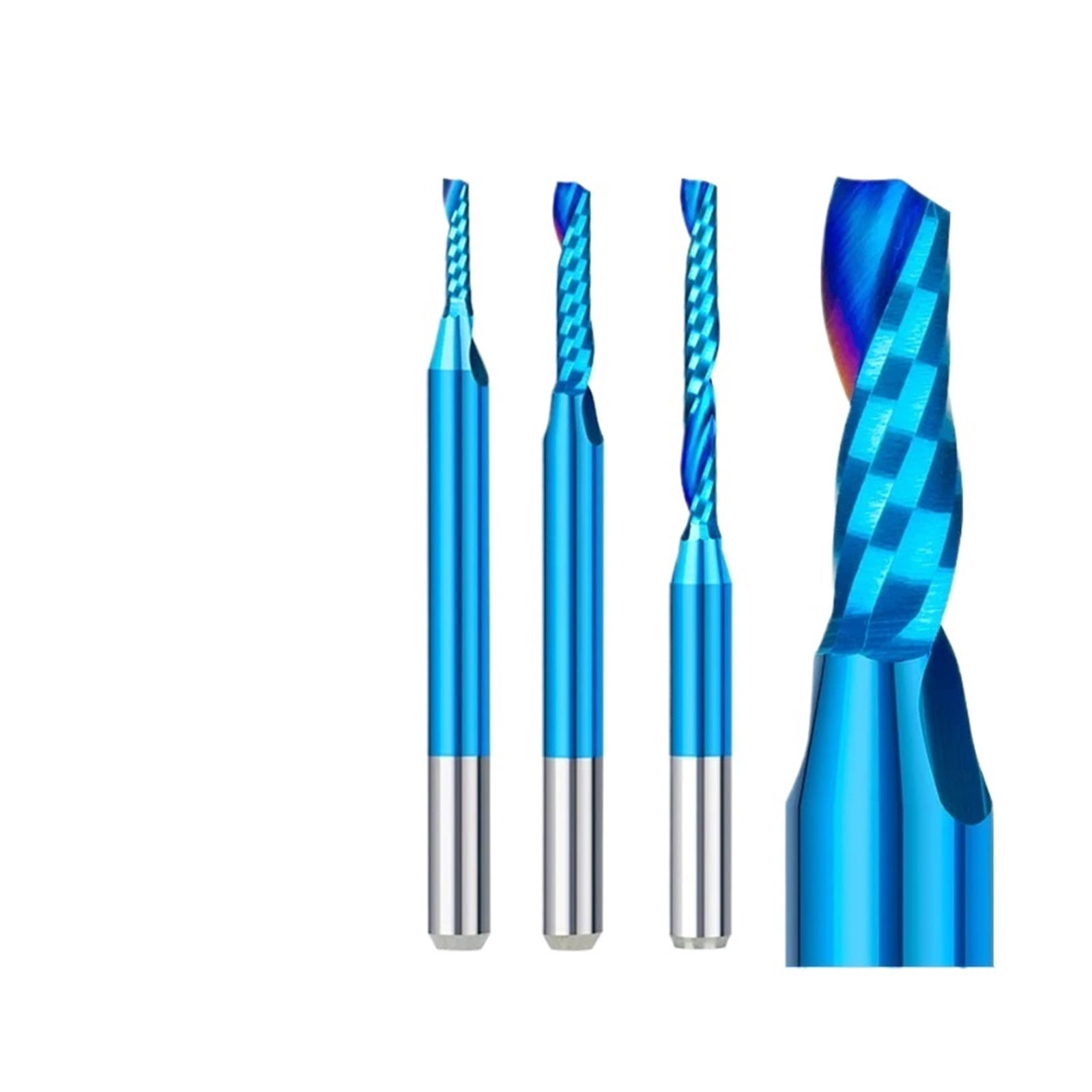 FANTIEj Single Flute End Mill 3.175mm(1/8'') Shank Nano Blue Coated CNC ...