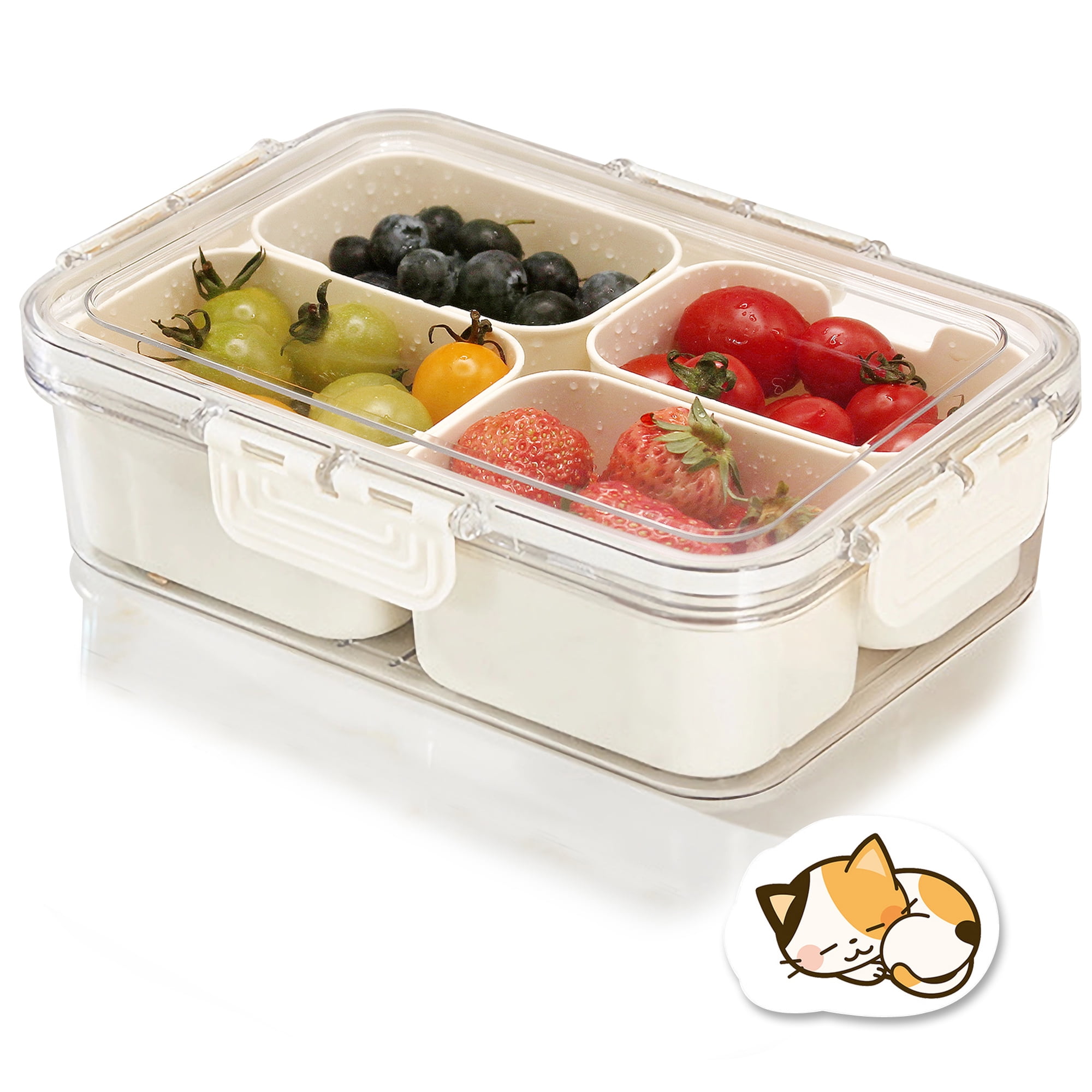 FANYX Small Snack Box 4 Compartment, Mini Portable Snackle Box ...