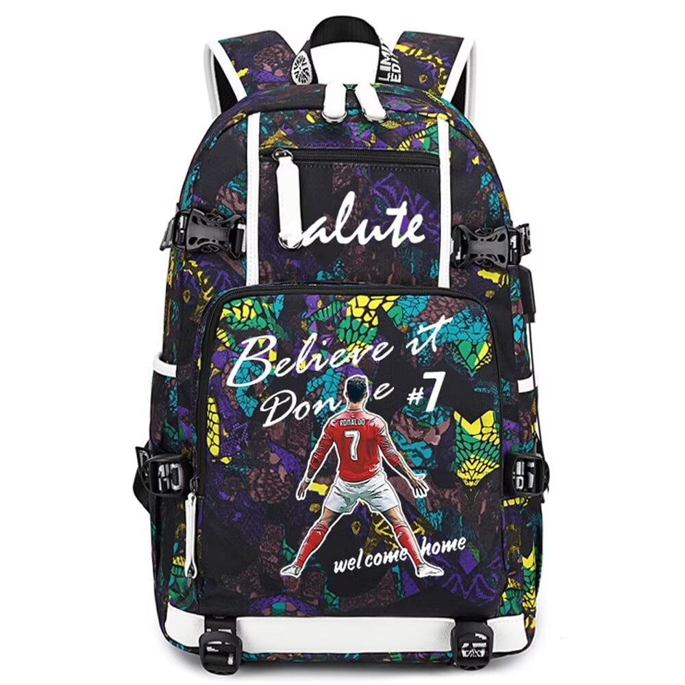 FANwenfeng Soccer R-onaldo Multifunction Backpack Travel Taptop Daypack ...