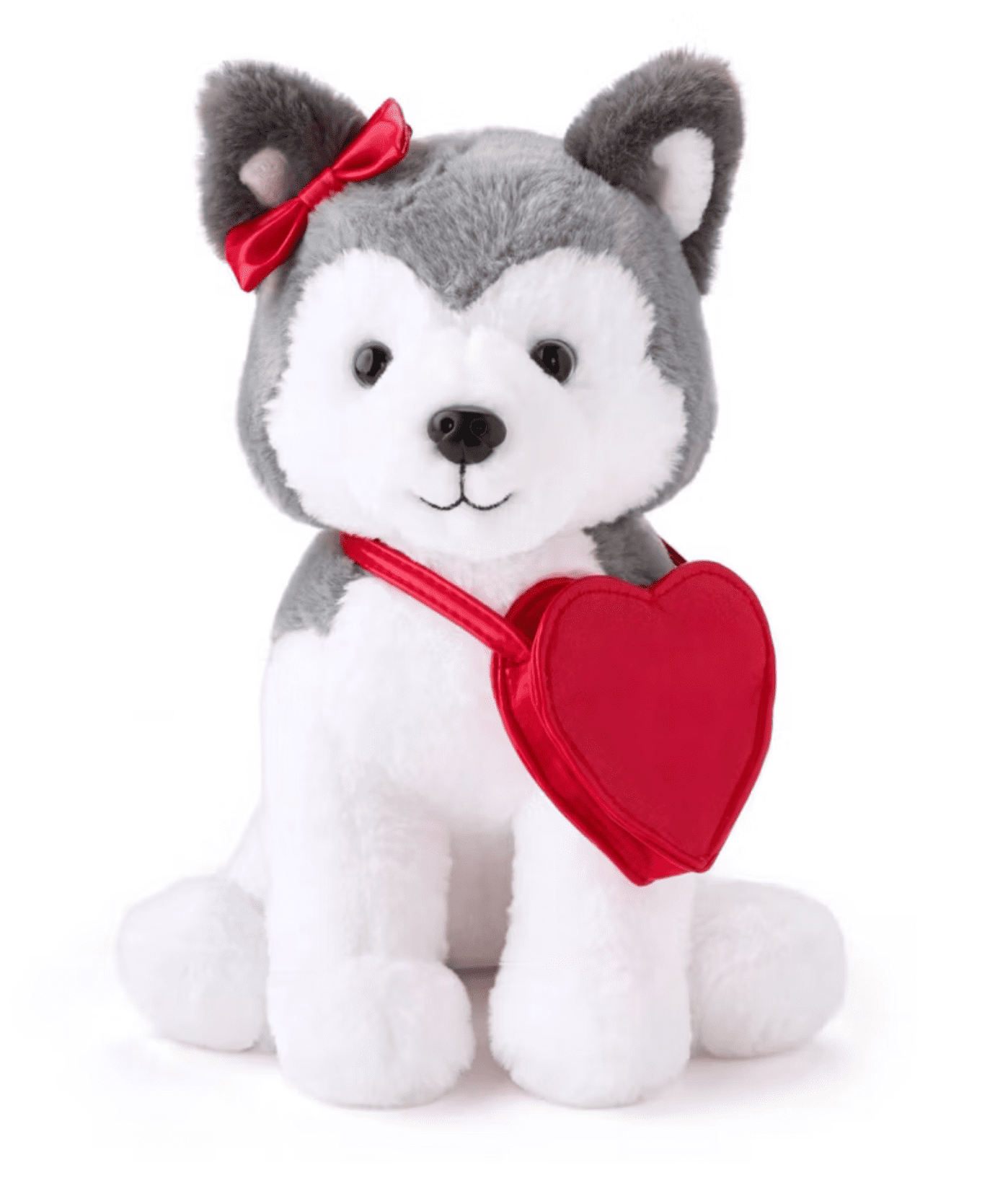 FAO Schwarz 12" Valentine Sparklers Plush Husky with Heart Purse New ...
