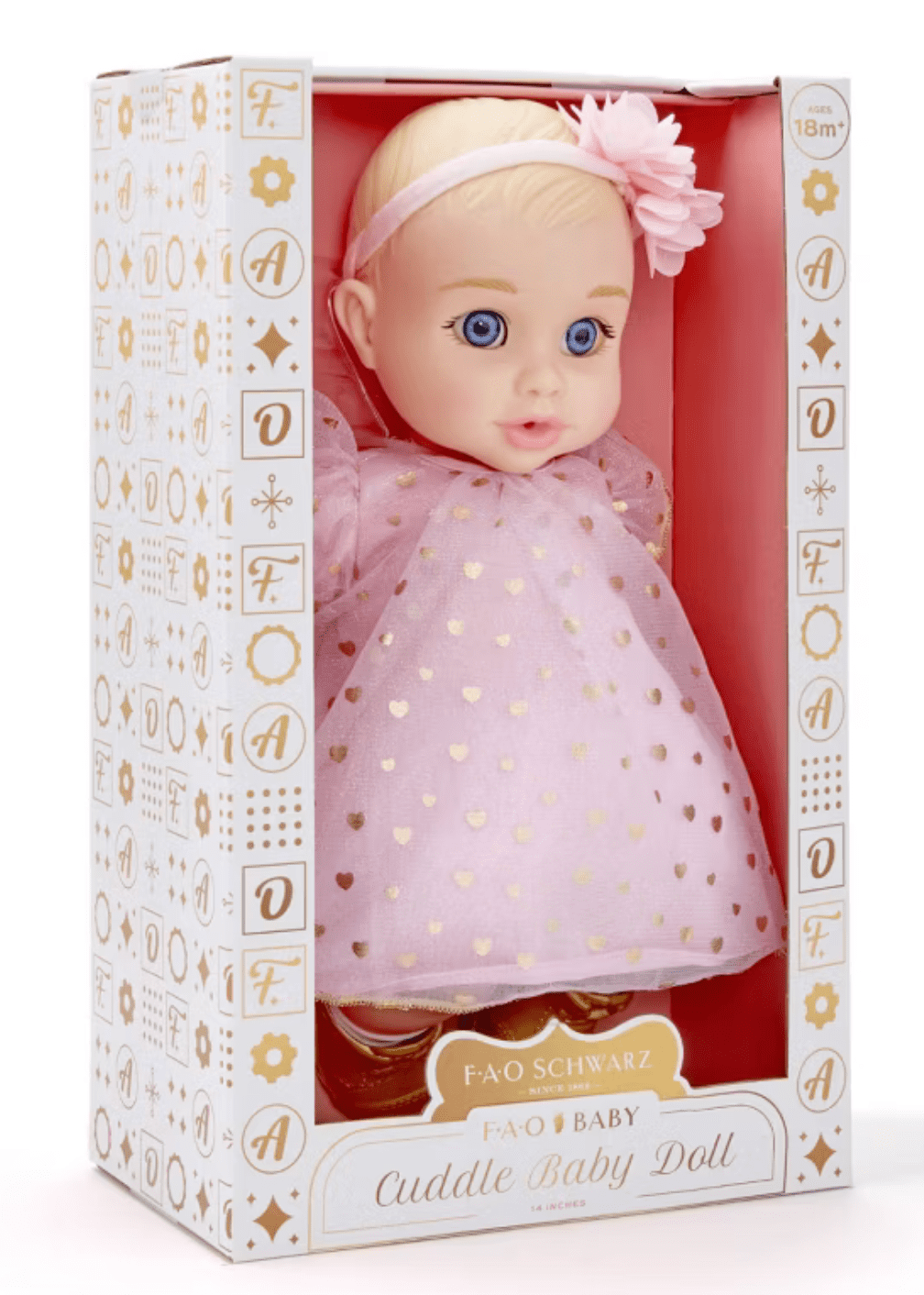 FAO Schwarz 14" Cuddle Baby Doll - Blonde Hair with Blue Eyes - Walmart.com