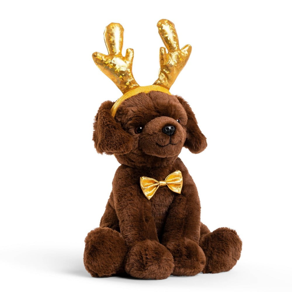 FAO Schwarz Cheers 4 Antlers Chocolate Labrador 12" Stuffed Animal with ...