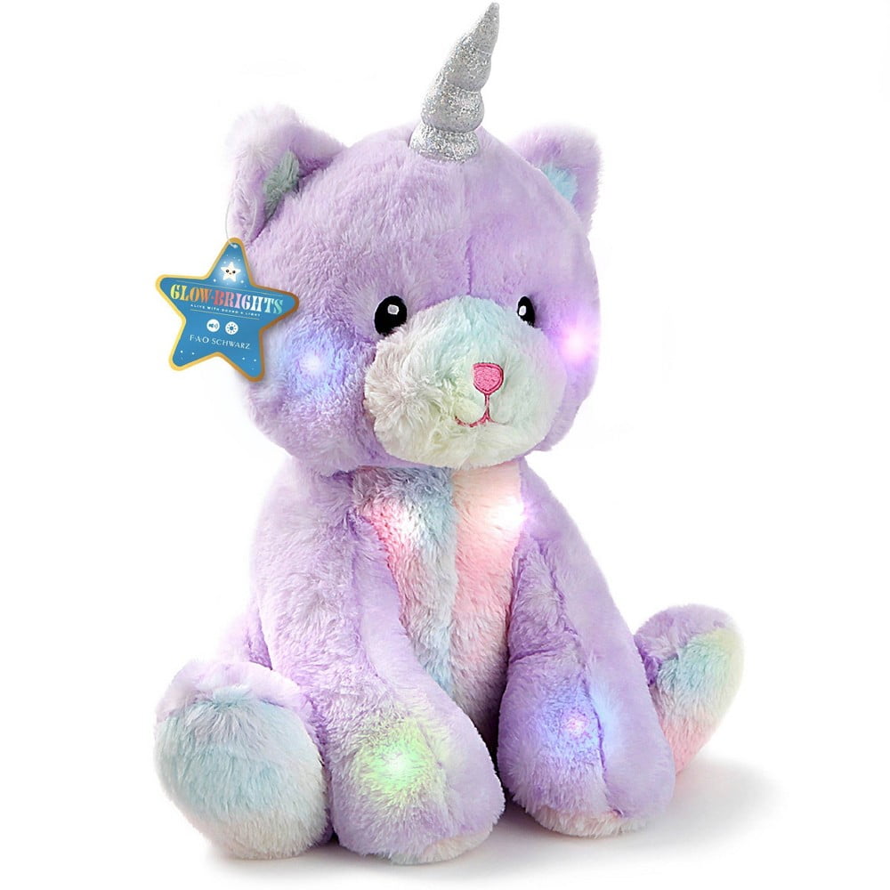 FAO Schwarz Glow Brights Toy Plush LED with Sound - 15" Kittycorn ...