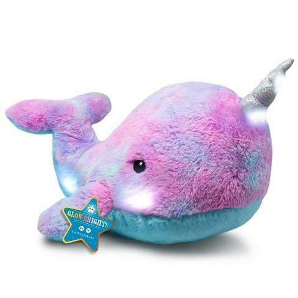 FAO Schwarz Glow Brights Toy Plush LED with Sound Narwhal 17" Stuffed ...