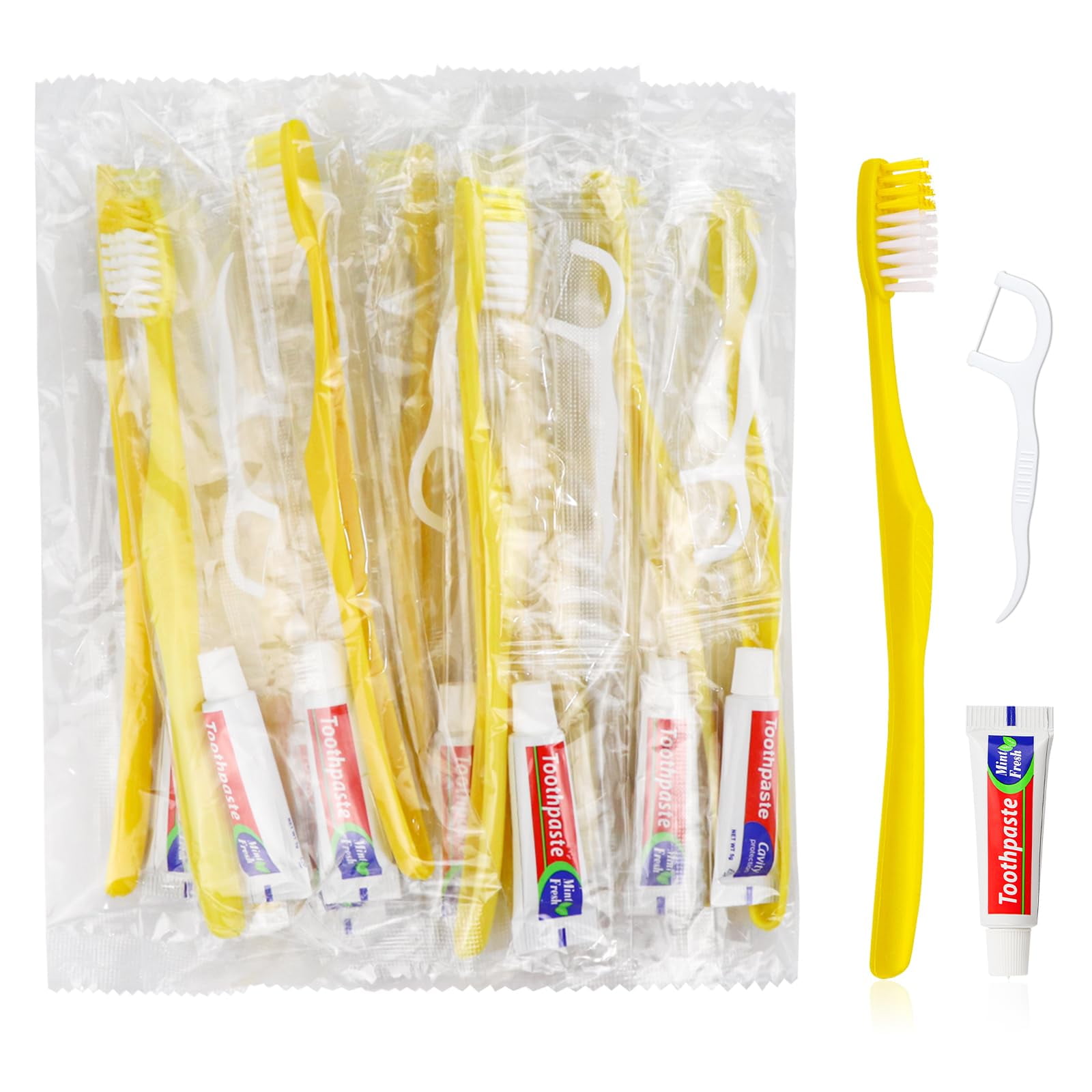 FAOEHN 50 pcs Disposable STF9 Toothbrushes with Toothpaste and Bulk ...