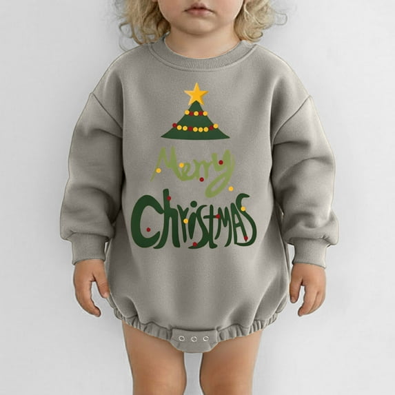 FAOWME Big Boys Girls Christmas Jumpsuits Long Sleeve Round Neck Letter ...