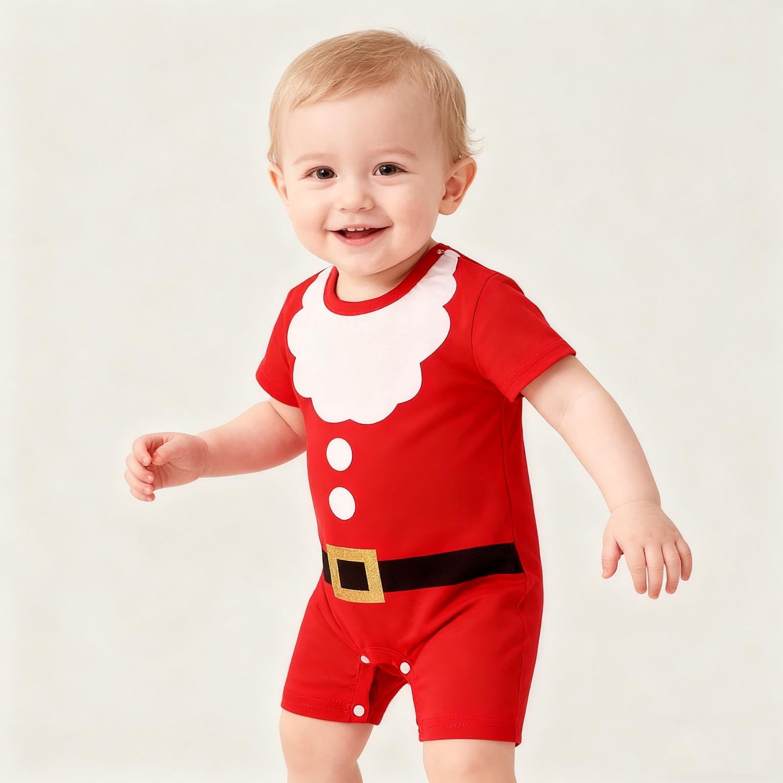 FAOWME Big Boys Girls Christmas Jumpsuits Short Sleeve Round Neck Santa ...