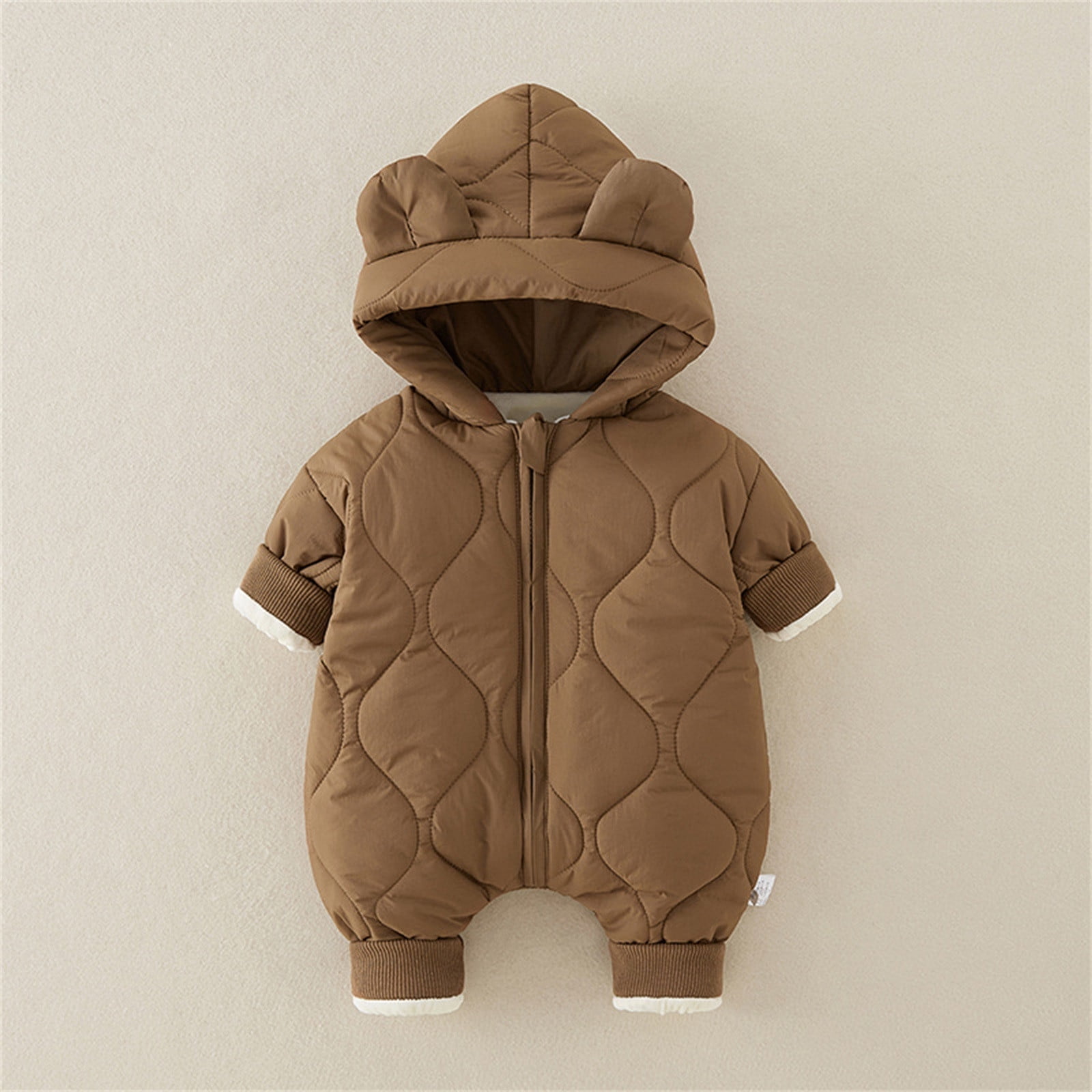 FAOWME Big Boys Girls Hooded Down Jumpsuits Long Sleeve Solid Color ...