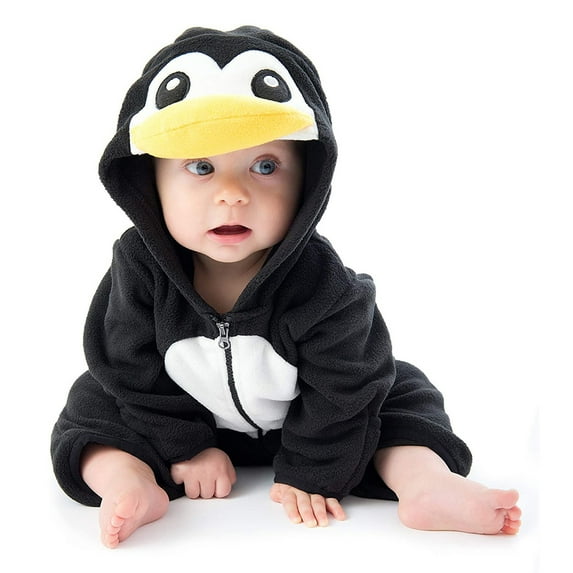 FAOWME Big Boys Girls Hooded Jumpsuits Long Sleeve Cartoon Penuins ...