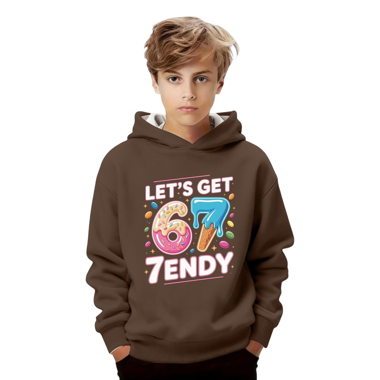 FAOWME Big Kids Boys Girls Hoodies Long Sleeve Cute 6 7 Printed ...