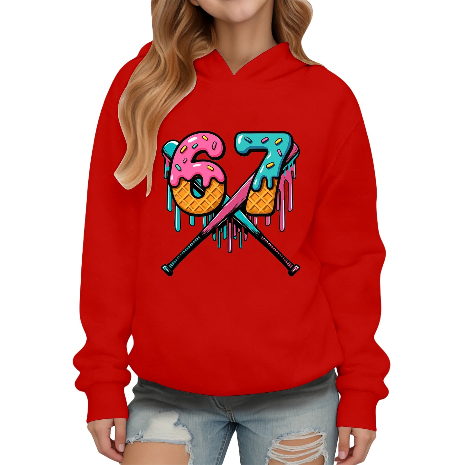 FAOWME Big Kids Boys Girls Hoodies Long Sleeve Cute Cartoon 6 7 Printed ...