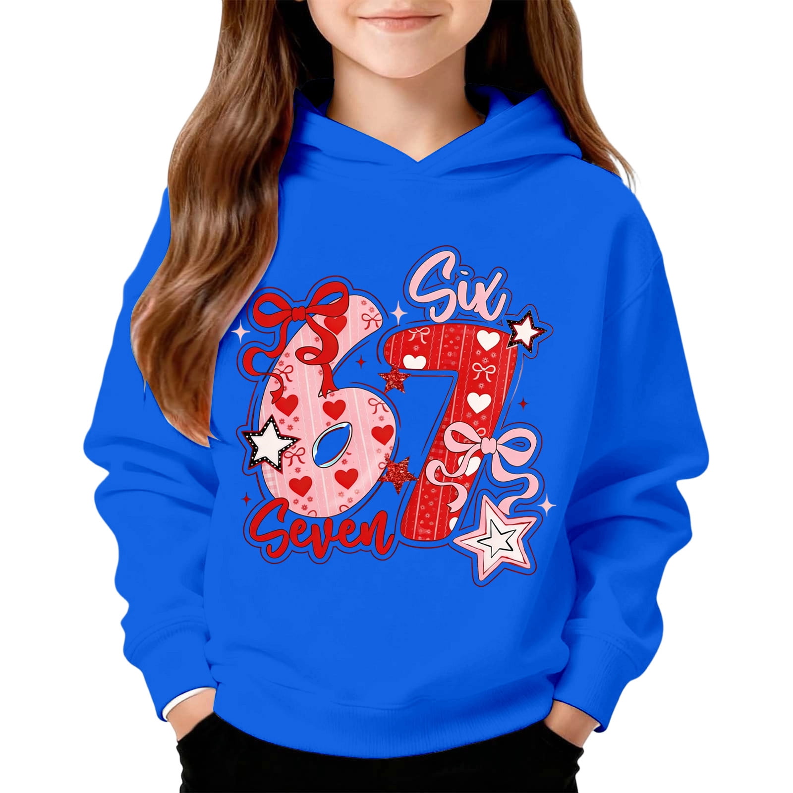 FAOWME Big Kids Girls Hoodies Long Sleeve Cute 6 7 Printed Comfortable ...