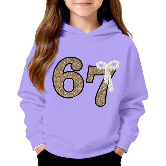 FAOWME Big Kids Girls Hoodies Long Sleeve Cute 6 7 Printed Comfortable ...