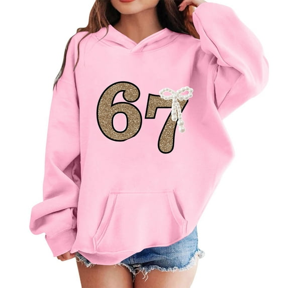 FAOWME Big Kids Girls Hoodies Long Sleeve Cute 6 7 Printed Comfortable ...