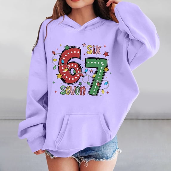 FAOWME Big Kids Girls Hoodies Long Sleeve Cute 6 7 Printed Comfortable ...