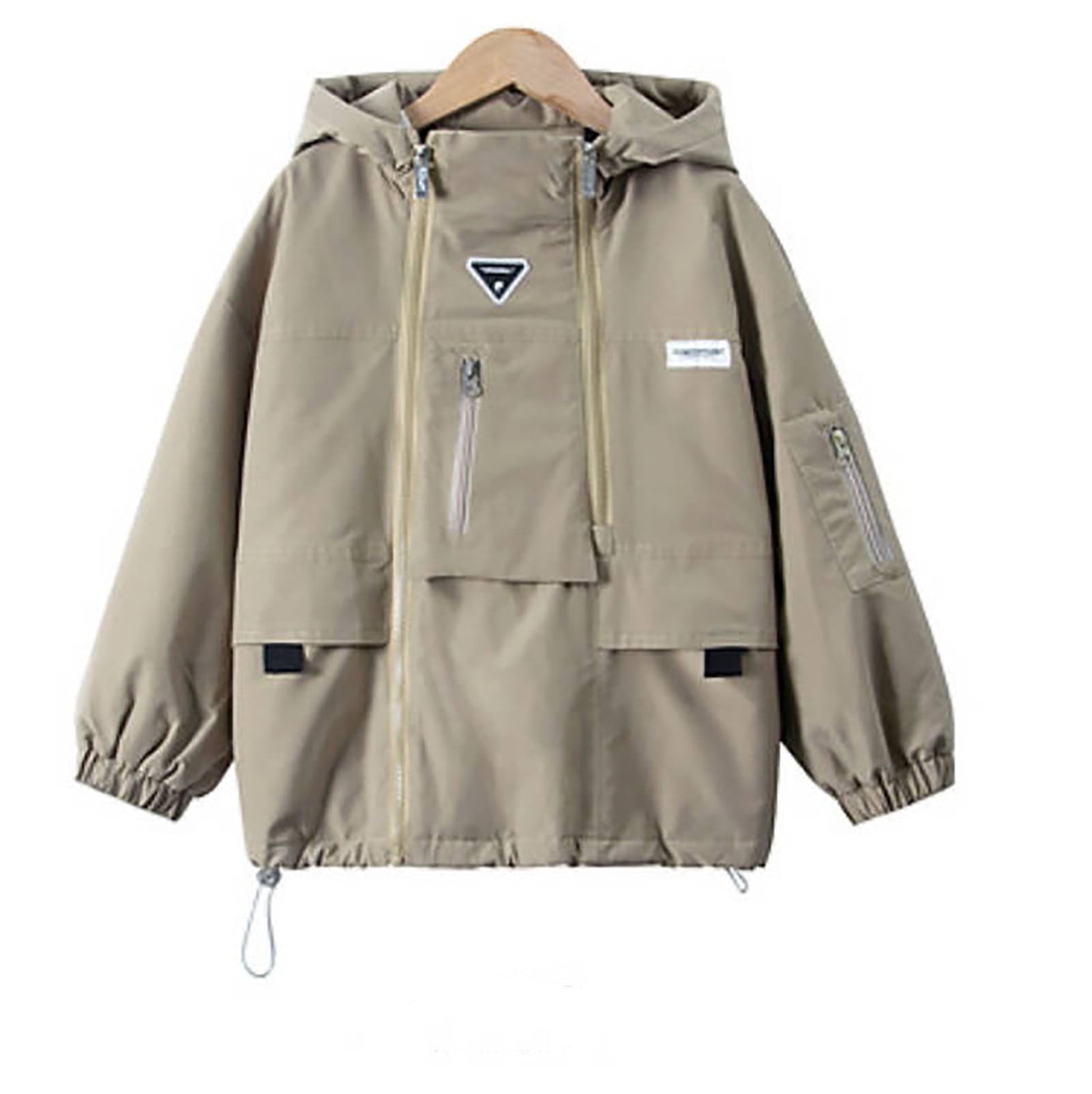 FAOWME Boys Girls Hooded Storm Jacket Autumn 2025 Children Windproof ...