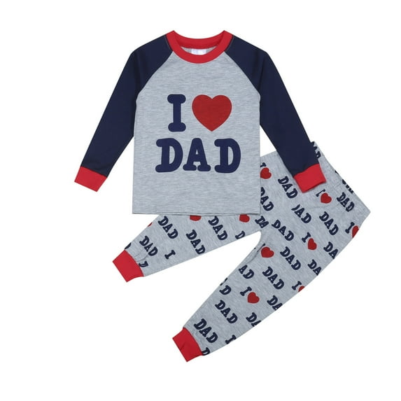 FAOWME Boys Girls Letter Print Long Sleeve Tops And Pants 2 Piece ...