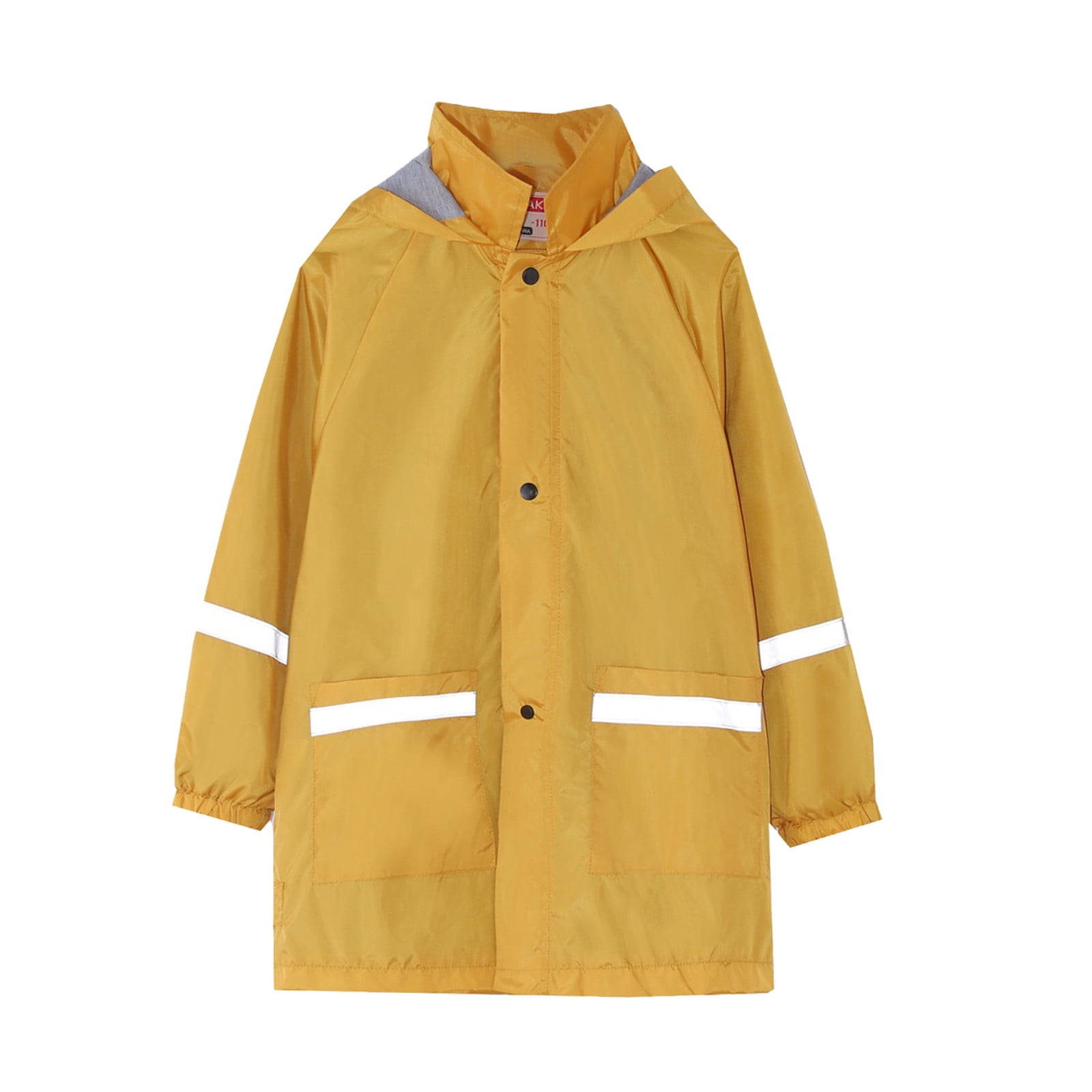 FAOWME Child Boys Girls Button Rain Jacket Hooded Windproof Raincoat ...