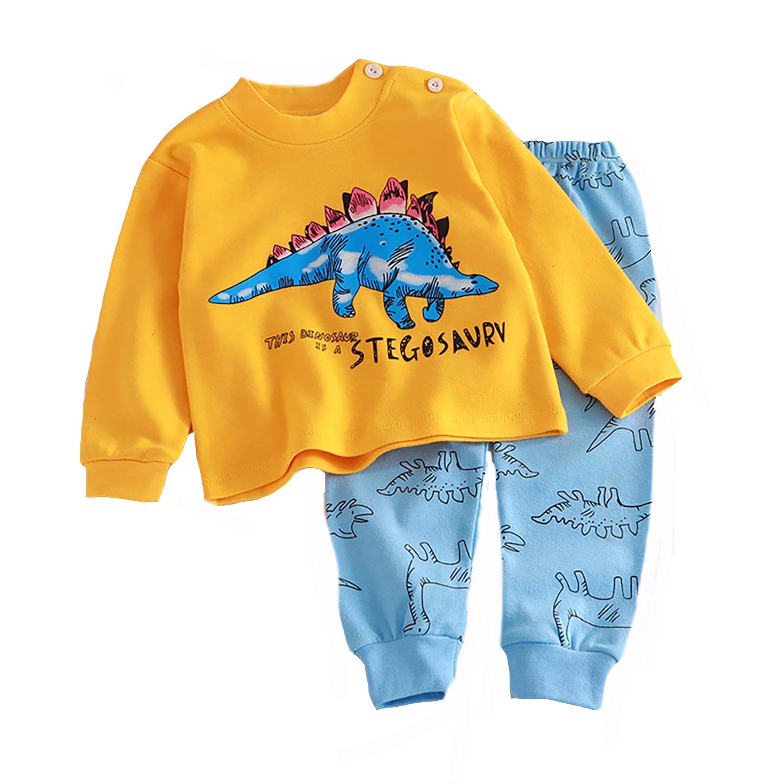 FAOWME Child Little Boys Girls Outfits Dinosaur Animals 2 Piece Train ...