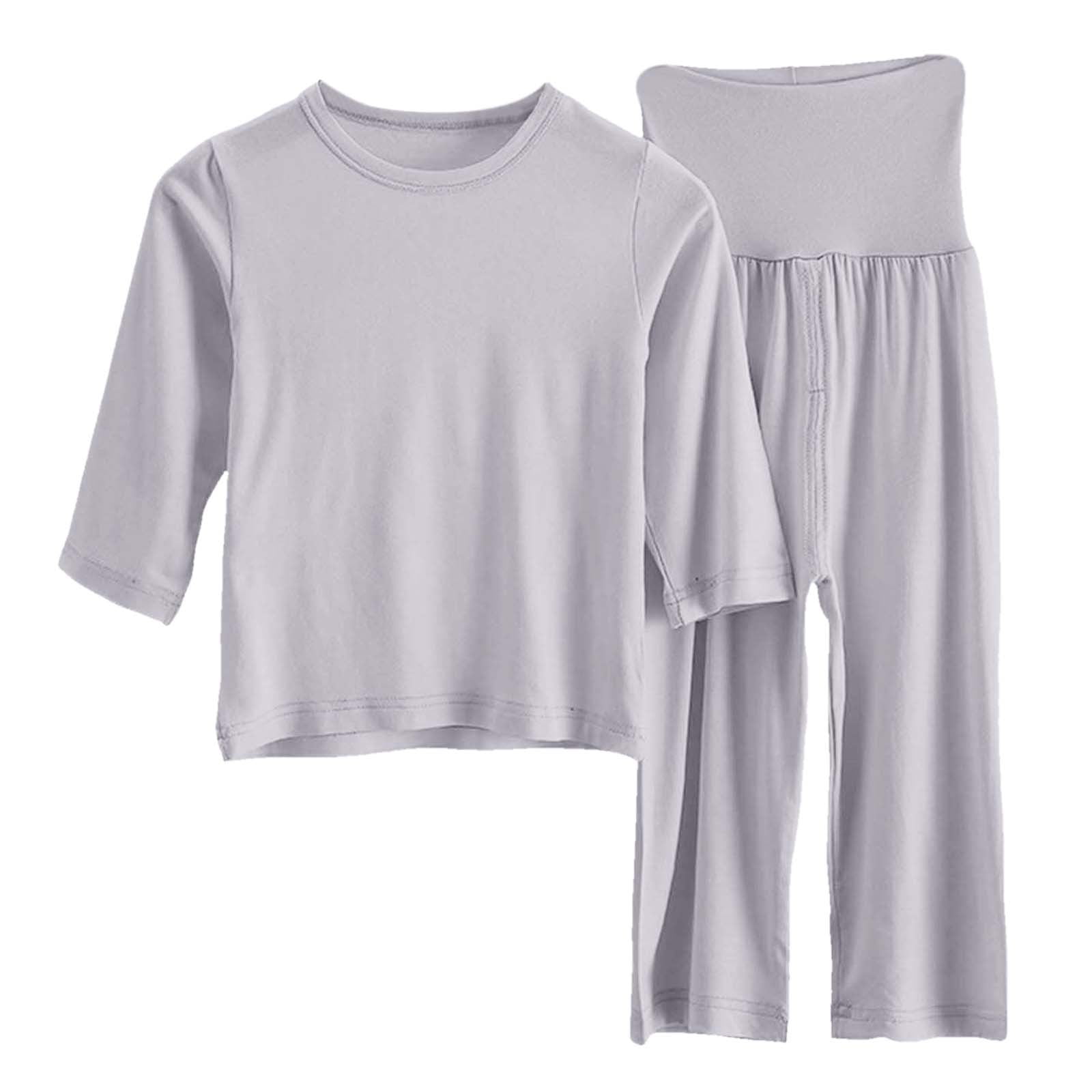 FAOWME Child Solid Color Pajamas Homewear Summer High Waist Belly Care ...