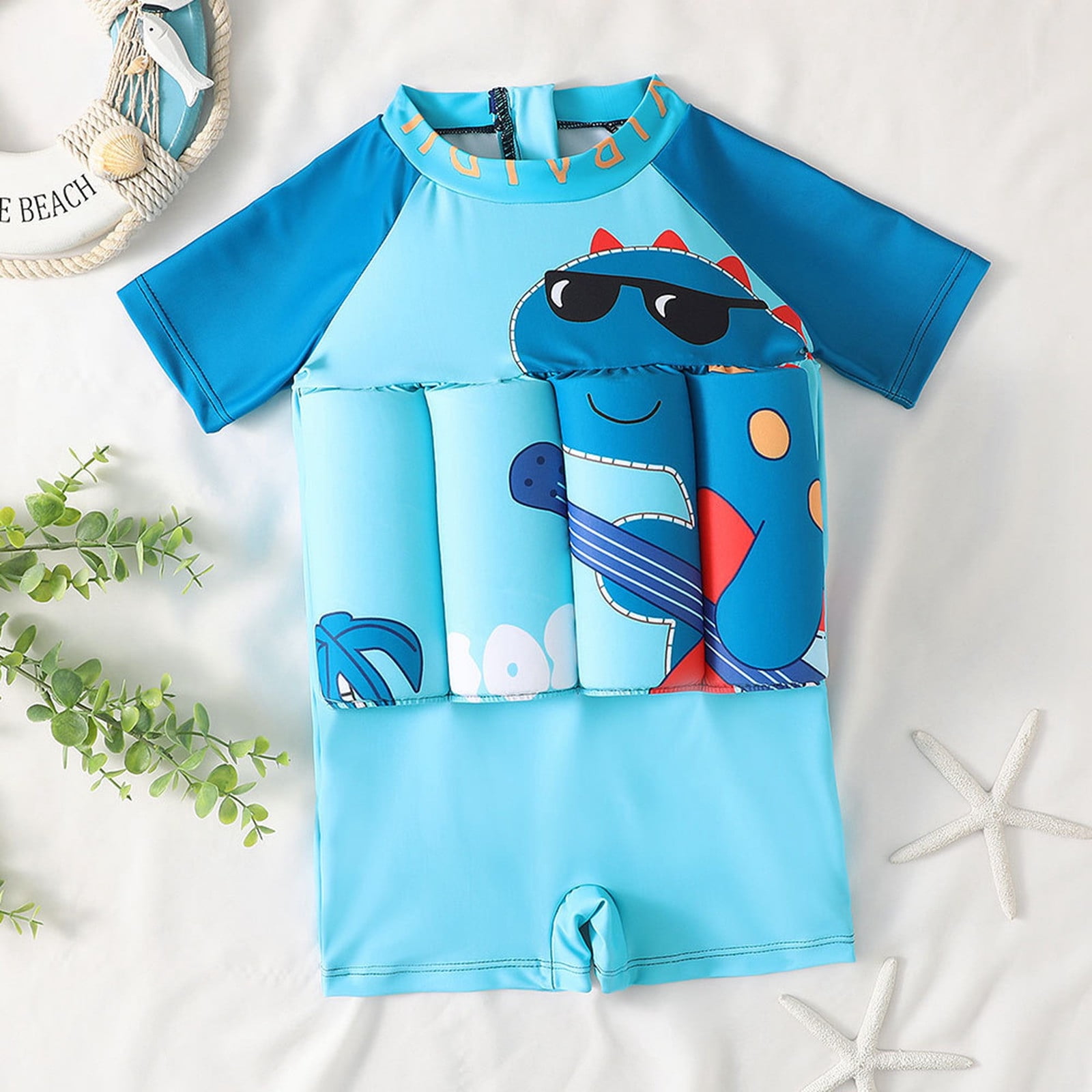 FAOWME Children Boys Girls Buoyancy Swimsuits Short Sleeve Round Neck ...