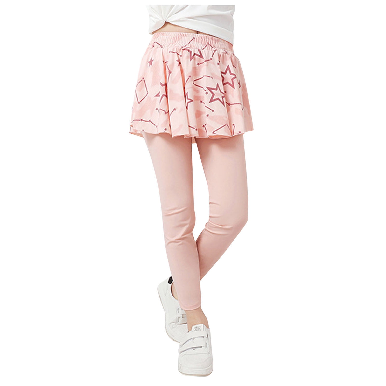 FAOWME Girls Yoga Leggings Kids Flowy Skorts Tight Yoga Pants 2 In 1 ...