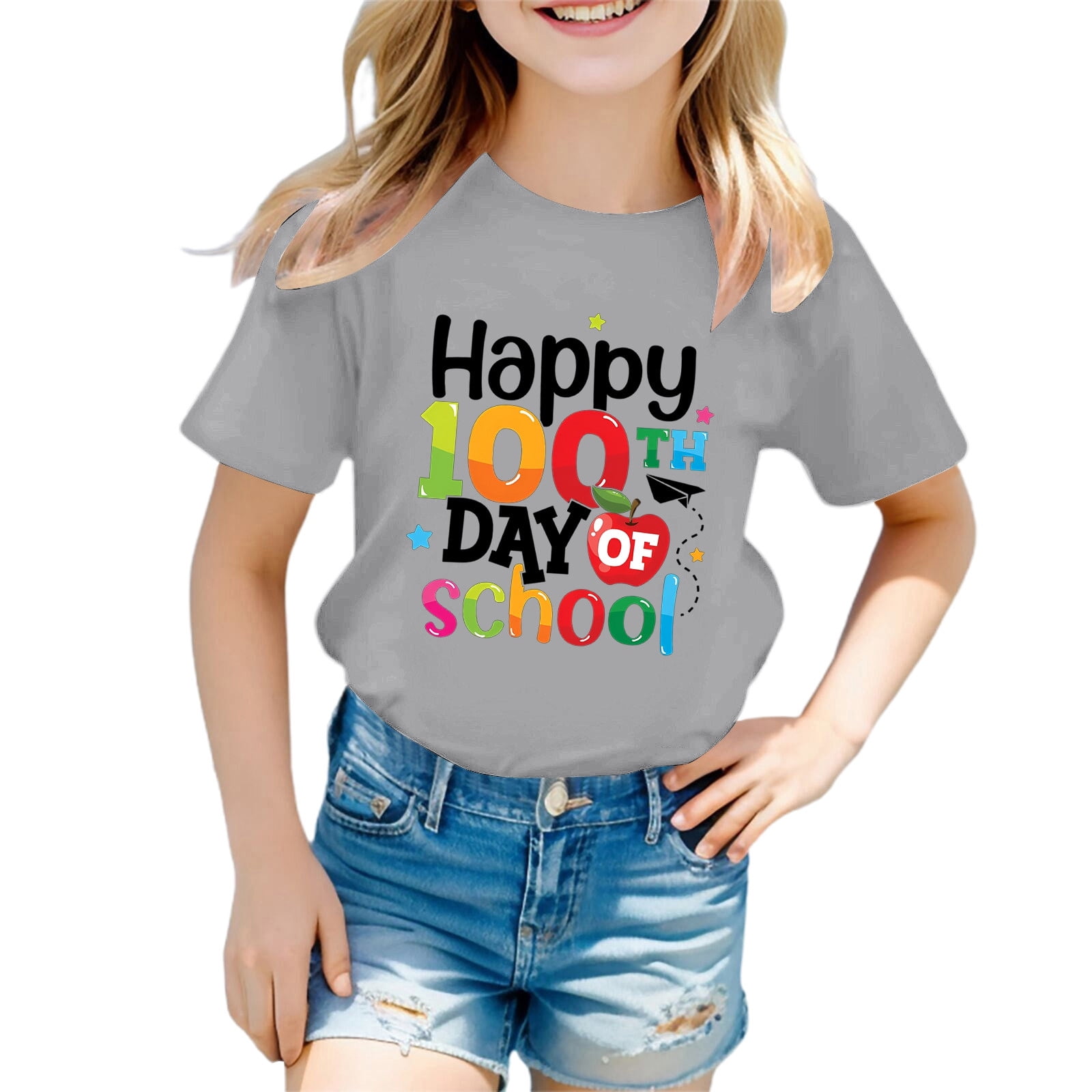 FAOWME Kid Girls And Boys Tops Cartoon Letter Printed Summer Casual T ...