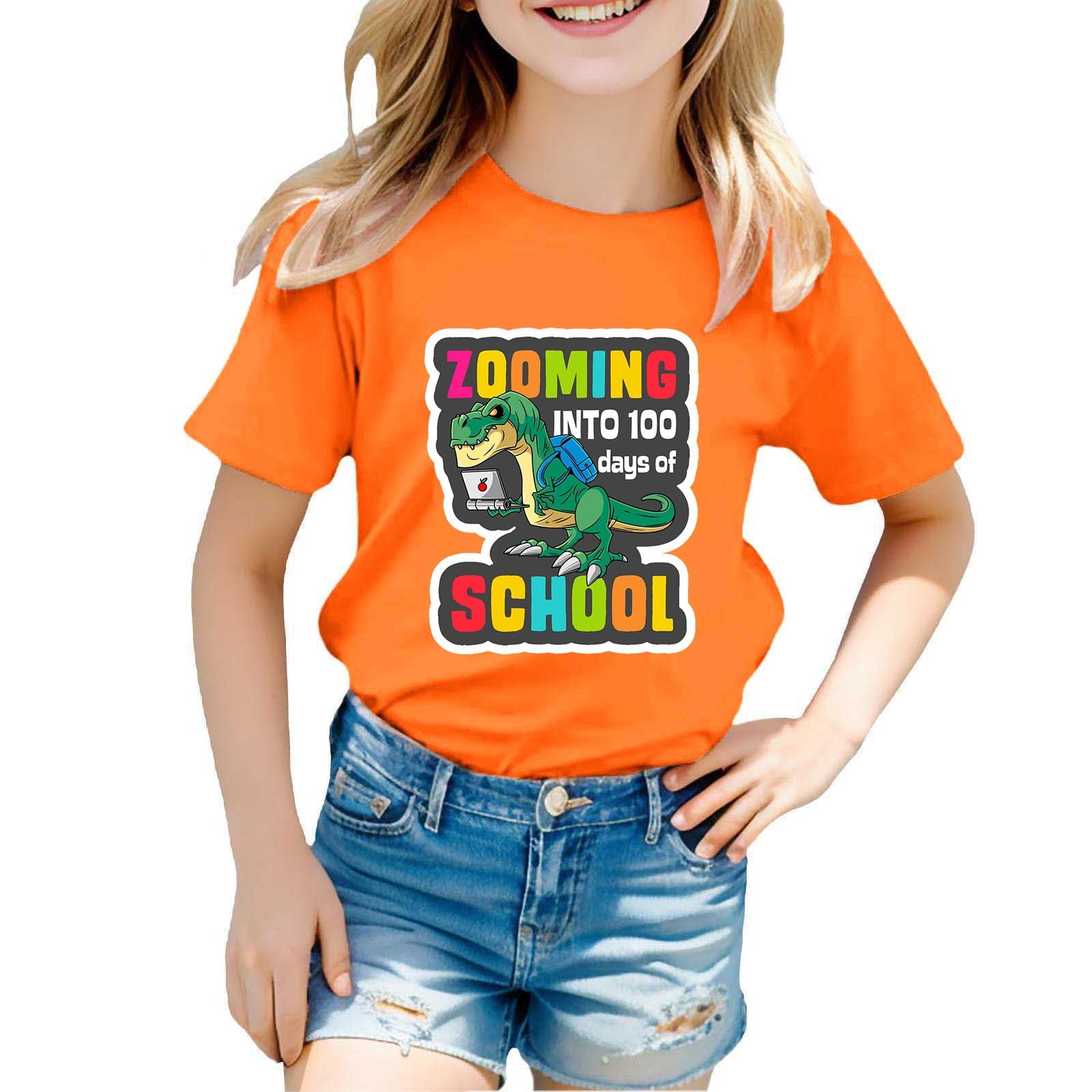 FAOWME Kid Girls Top 100 Days Of School Shirt For Toddler School T Shirt Kids Happy 100Th Day ...