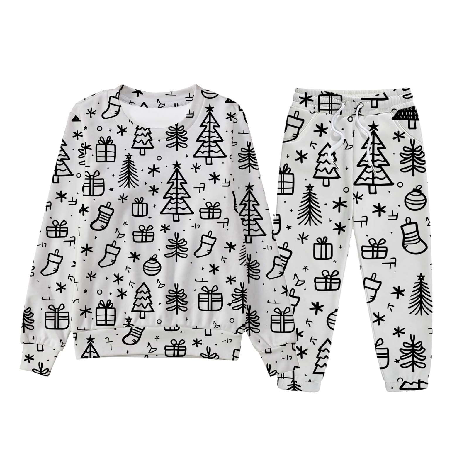 FAOWME Kids Girls DIY Graffiti Long Sleeve Sweatshirt Long Pants Sets ...