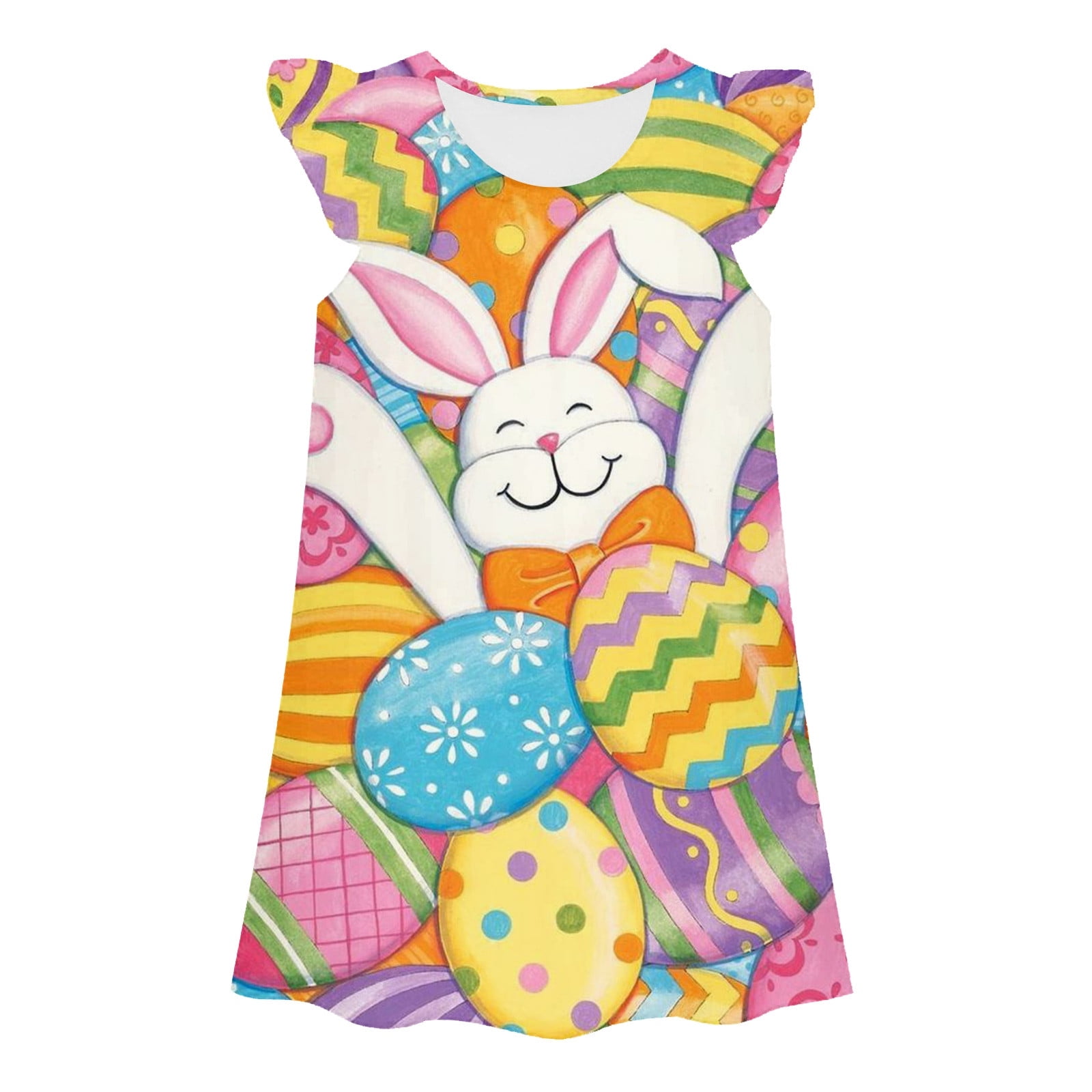 FAOWME Kids Girls Easter Print Princess Dress Gown Toddlers Casual Wear ...