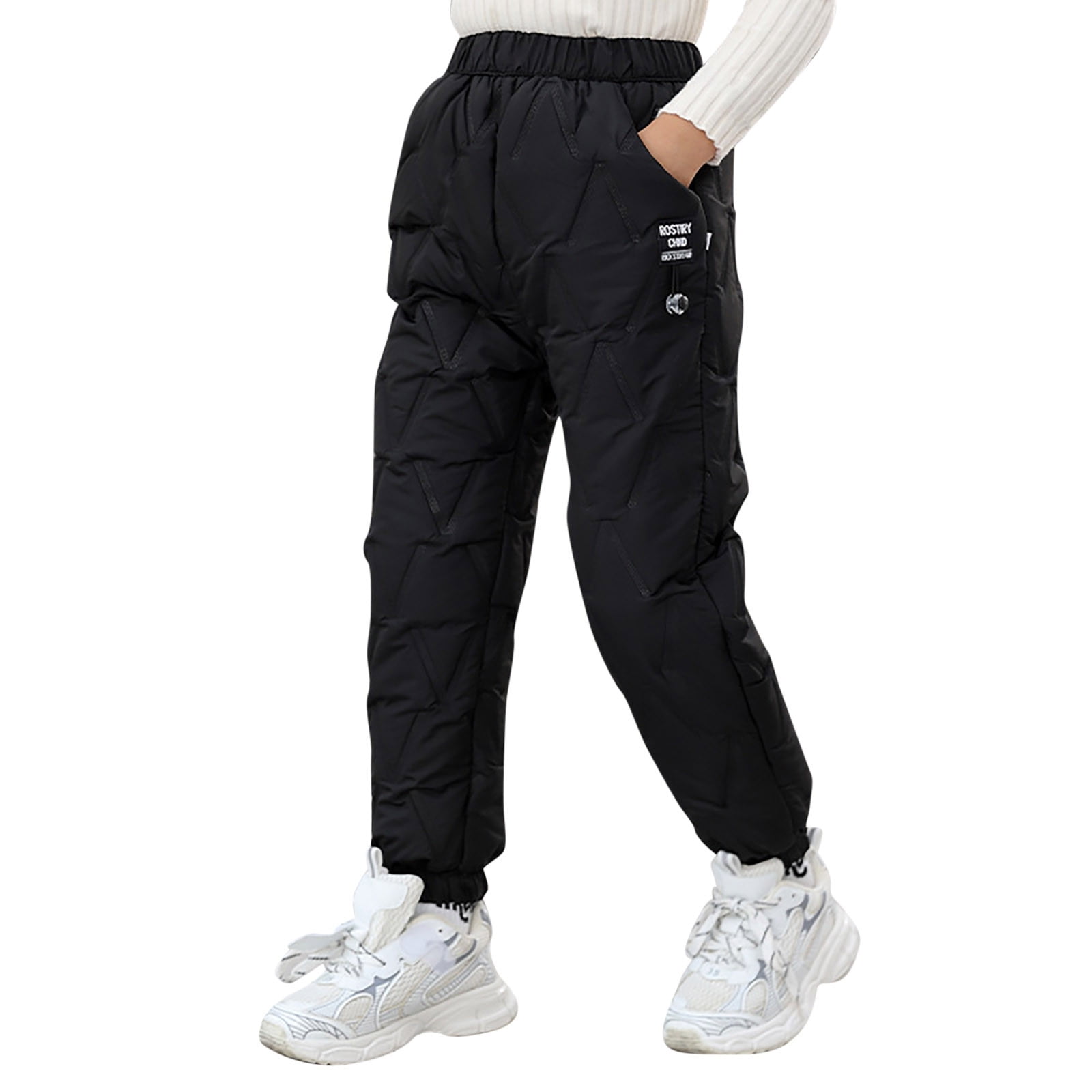FAOWME Little Girls Boys Snow Pants Thick Winter Warm Lined Kids Pants ...