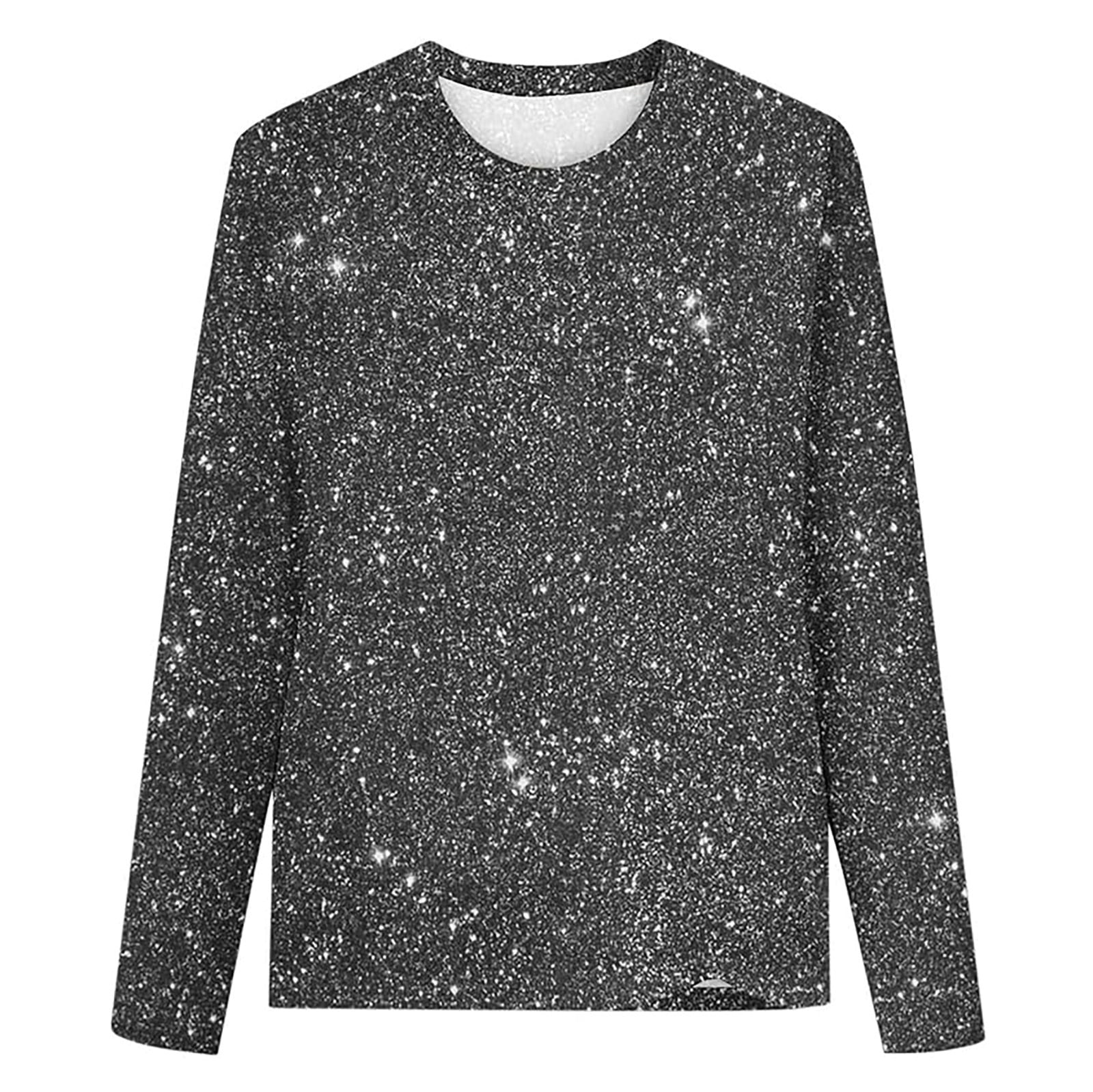FAOWME Long Sleeve Girls Sequin Printed Sweater Children Round Flash ...