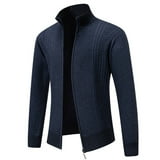 FAOWME Men's Knitted Cardigan Long Sleeve Stand Collar Solid Color ...