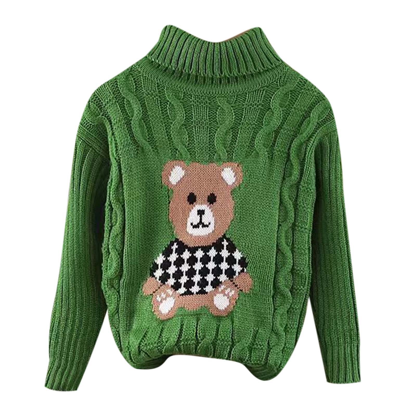 FAOWME Toddler Boy Girl Sweater Long Sleeve Turtleneck Cartoon Knitting ...