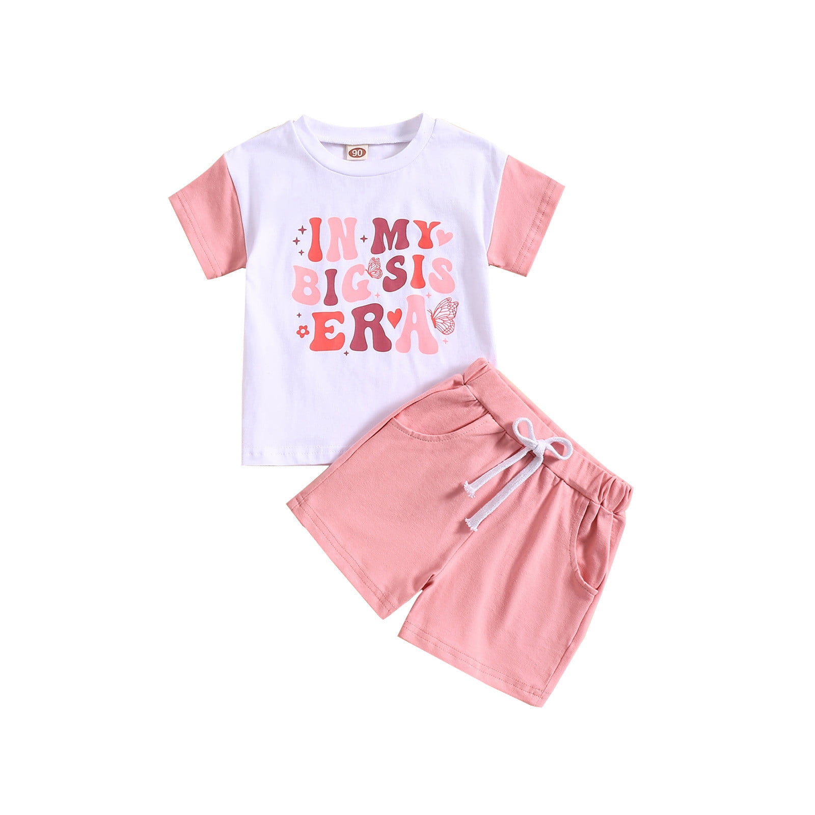 FAOWME Toddler Girls Summer Short Sleeve Cartoon Letter Prints Tops And ...