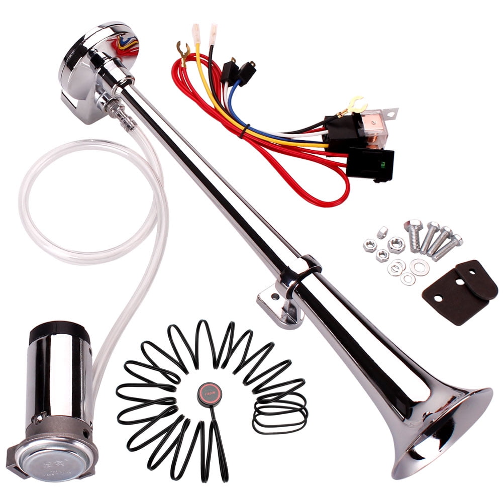 FARBIN 12V 150db Chrome Zinc Dual Trumpet Air Horn Kit with Compressor ...