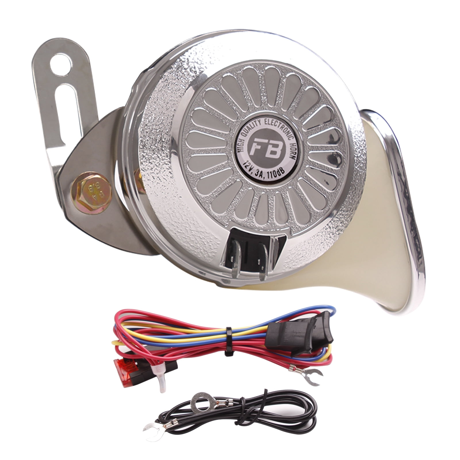FARBIN Car Horn 3 Variable Sound Customized Electric Horn for Motorcycle Horn Chrome Silver ...