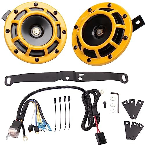 FARBIN Car Horns 12v Loud High Tone/Low Tone Metal Twin Horns Kit with ...