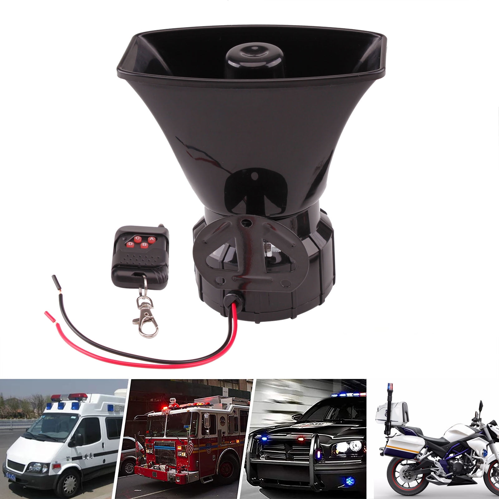 FARBIN Loud Car Warning Alarm Police Siren Horn Speaker with Remote ...