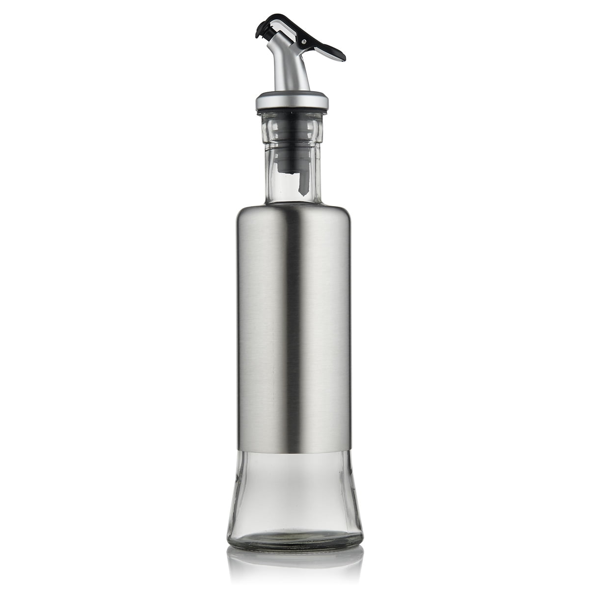 FARI 10oz Stainless Steel Olive Oil Dispenser, Glass Vinegar Cruet ...