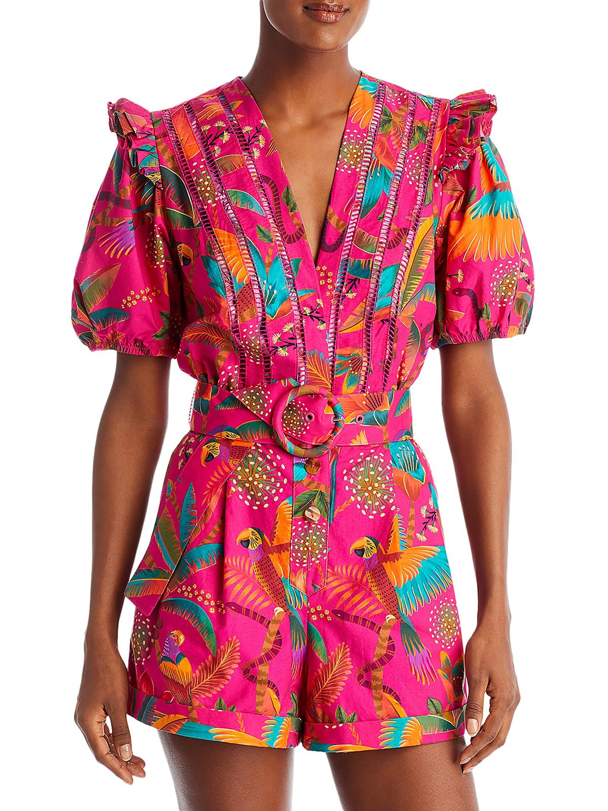 FARM Rio Womens Macaw Ladder Stitch Short Romper - Walmart.com