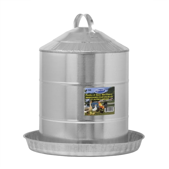 Farm-Tuff Double Wall Galvanized Metal Poultry Waterer for Chickens ...