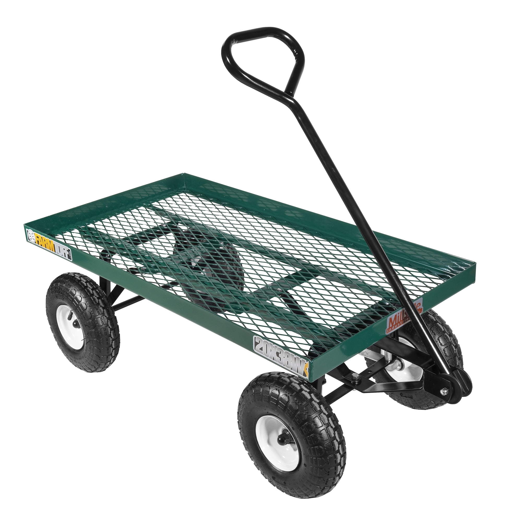 FARM-TUFF Durable Metal Deck Garden Wagon Utility Cart with Pneumatic ...